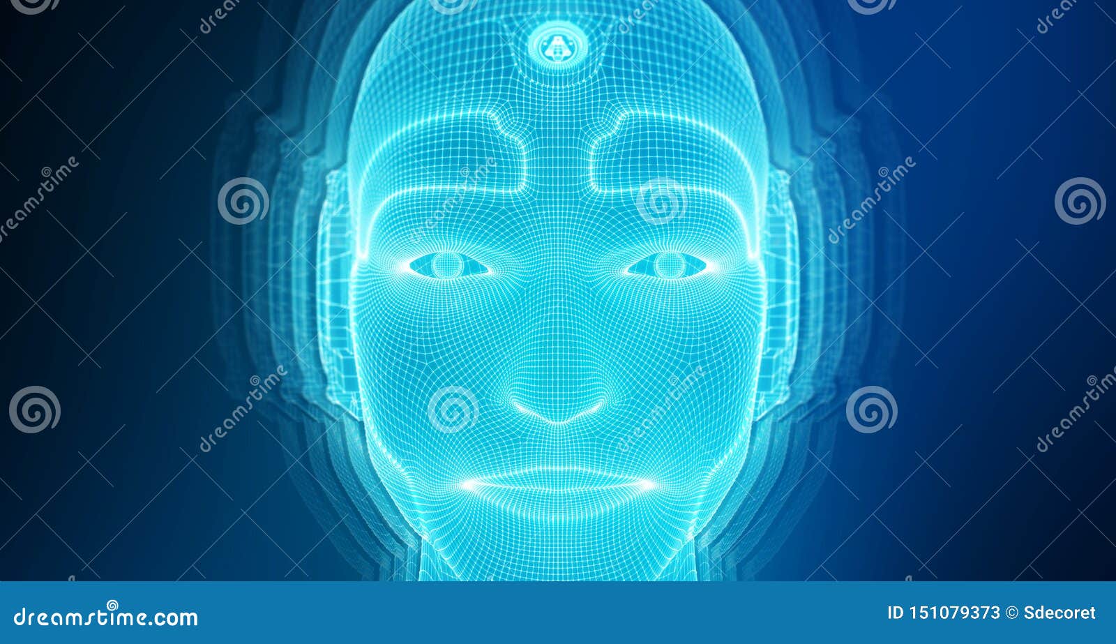 Robotic Man Cyborg Face Representing Artificial Intelligence 3D ...