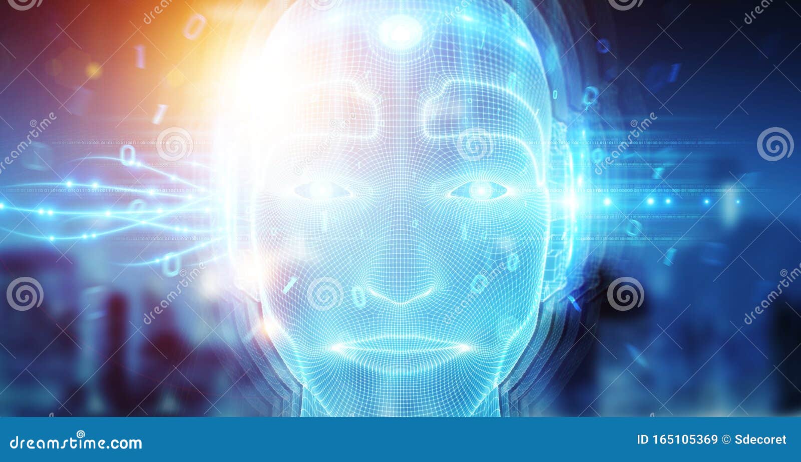 Robotic Man Cyborg Face Representing Artificial Intelligence 3D ...