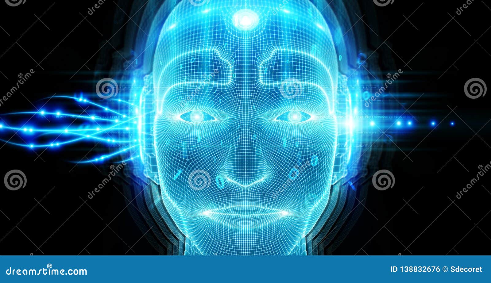 Robotic Man Cyborg Face Representing Artificial Intelligence 3D ...