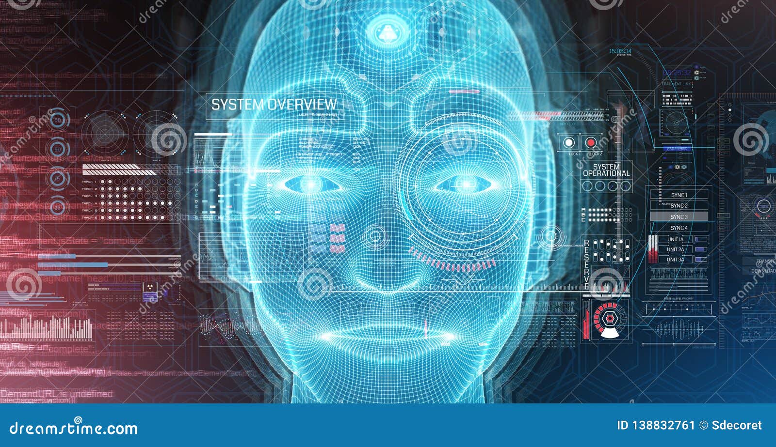 Robotic Man Cyborg Face Representing Artificial Intelligence 3D ...