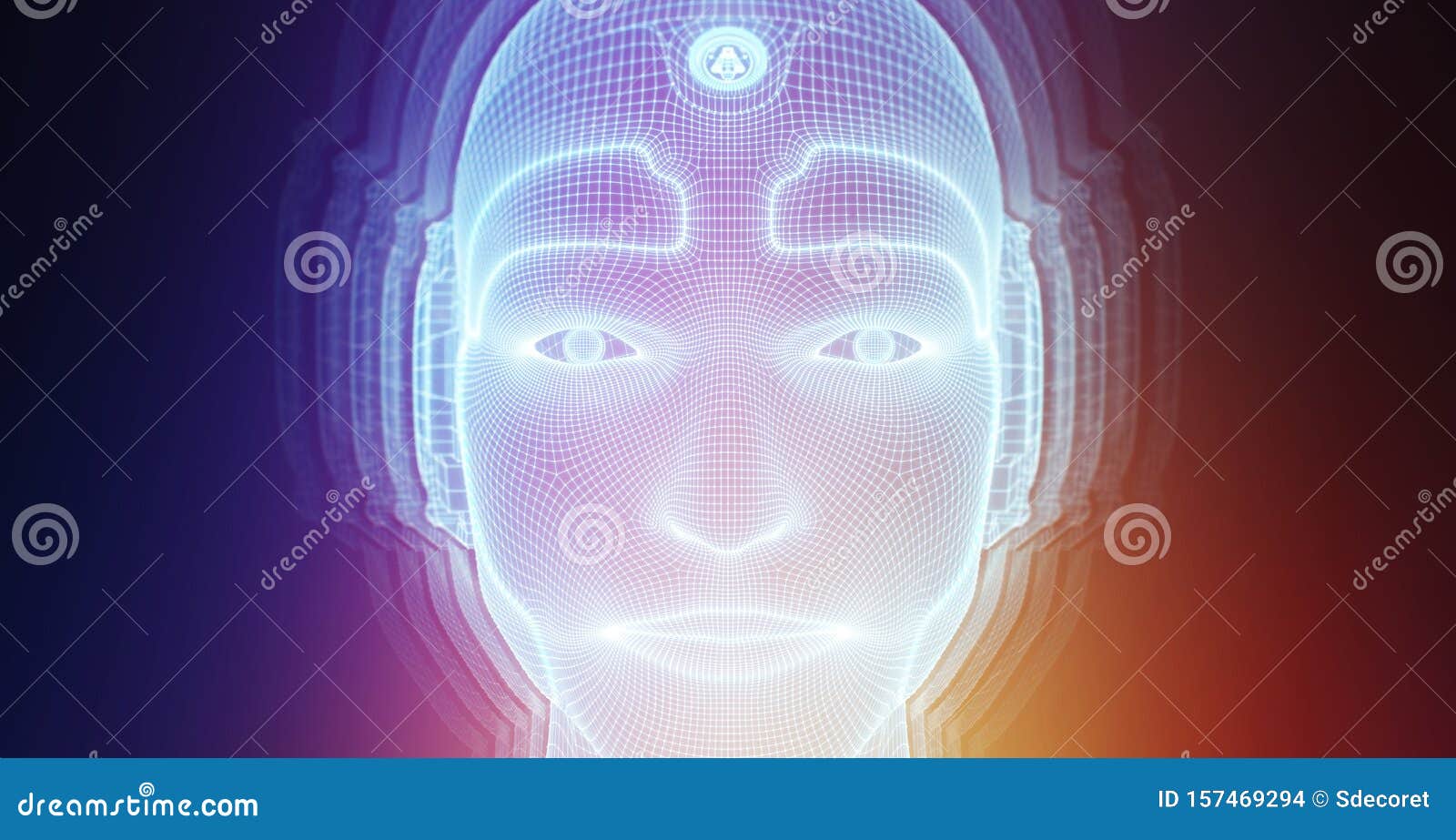 Robotic Man Cyborg Face Representing Artificial Intelligence 3D ...