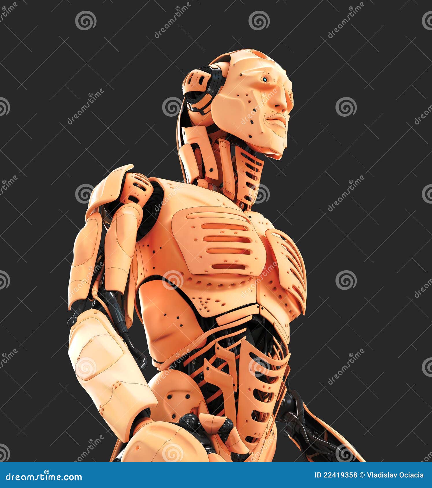 Robotic Man with Human Skin Stock Illustration - Illustration of cyborg ...