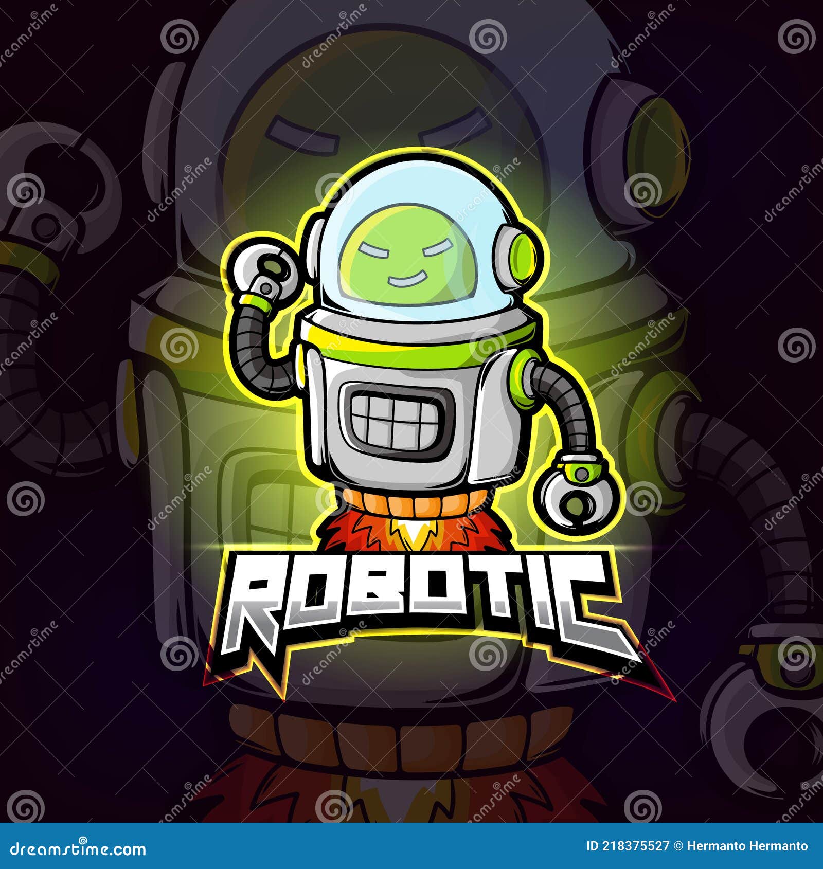 Robotic Mascot Esport Logo Design Cartoon Vector | CartoonDealer.com ...