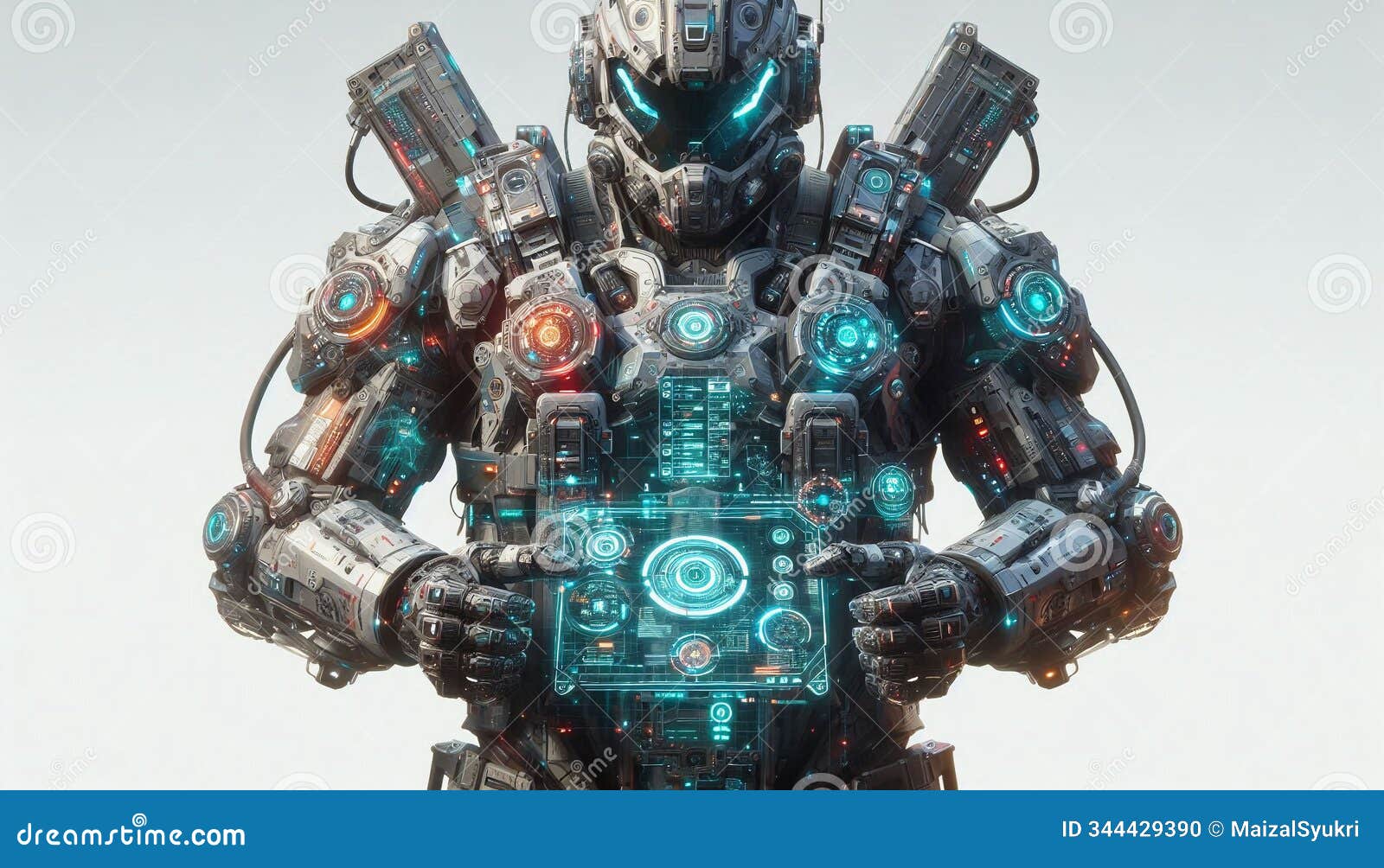 Robotic Mech Pilot Ready for Launch with Holographic Control Panel ...