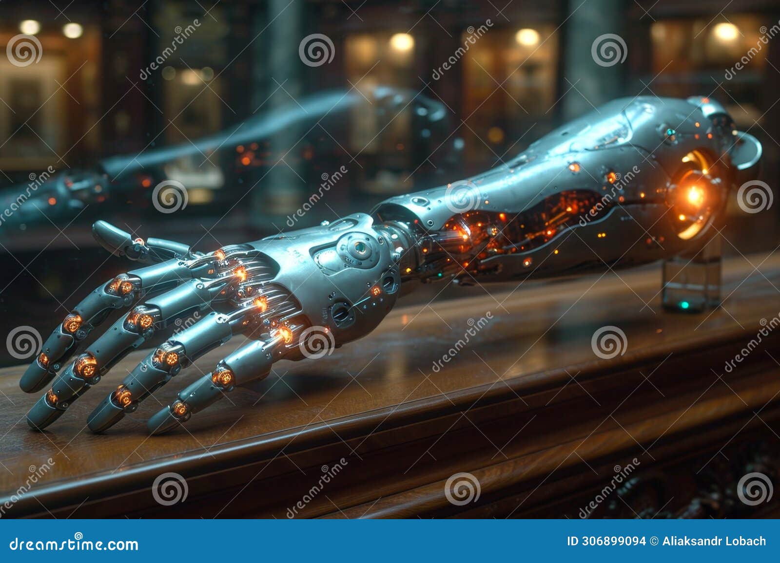 A Robotic Mechanical Arm of a Cyborg. a Cybernetic Organism with ...