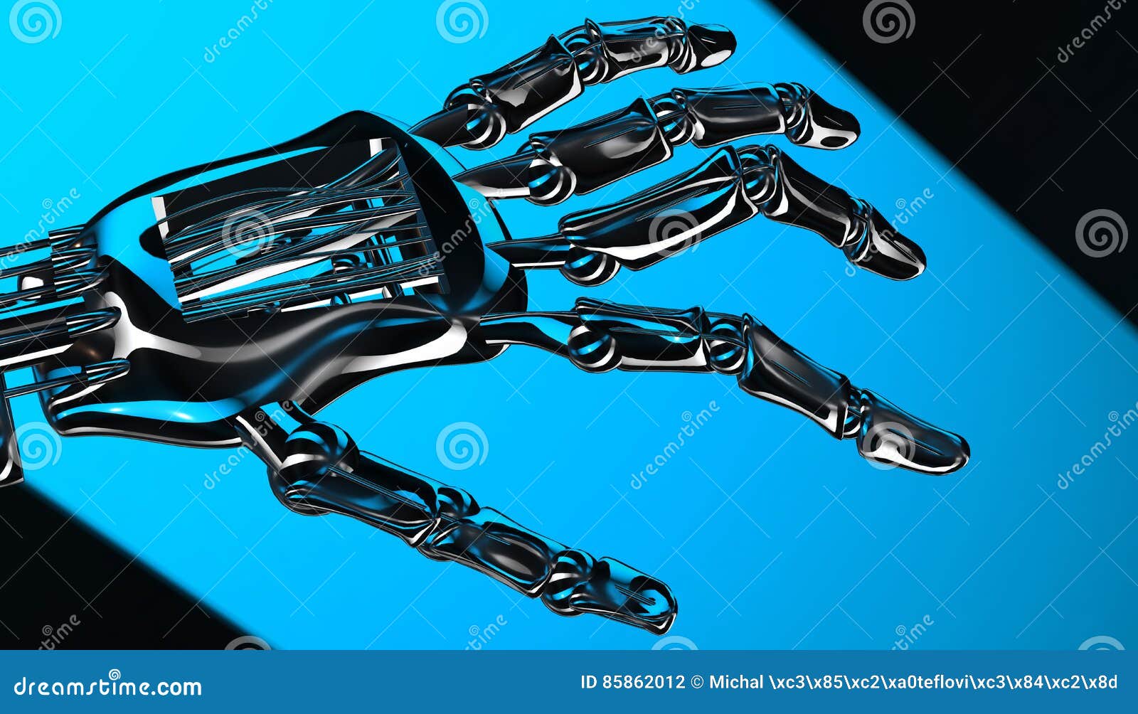 Robotic Mechanical Cybernetic Metal Arm. 3d Rendering Stock ...