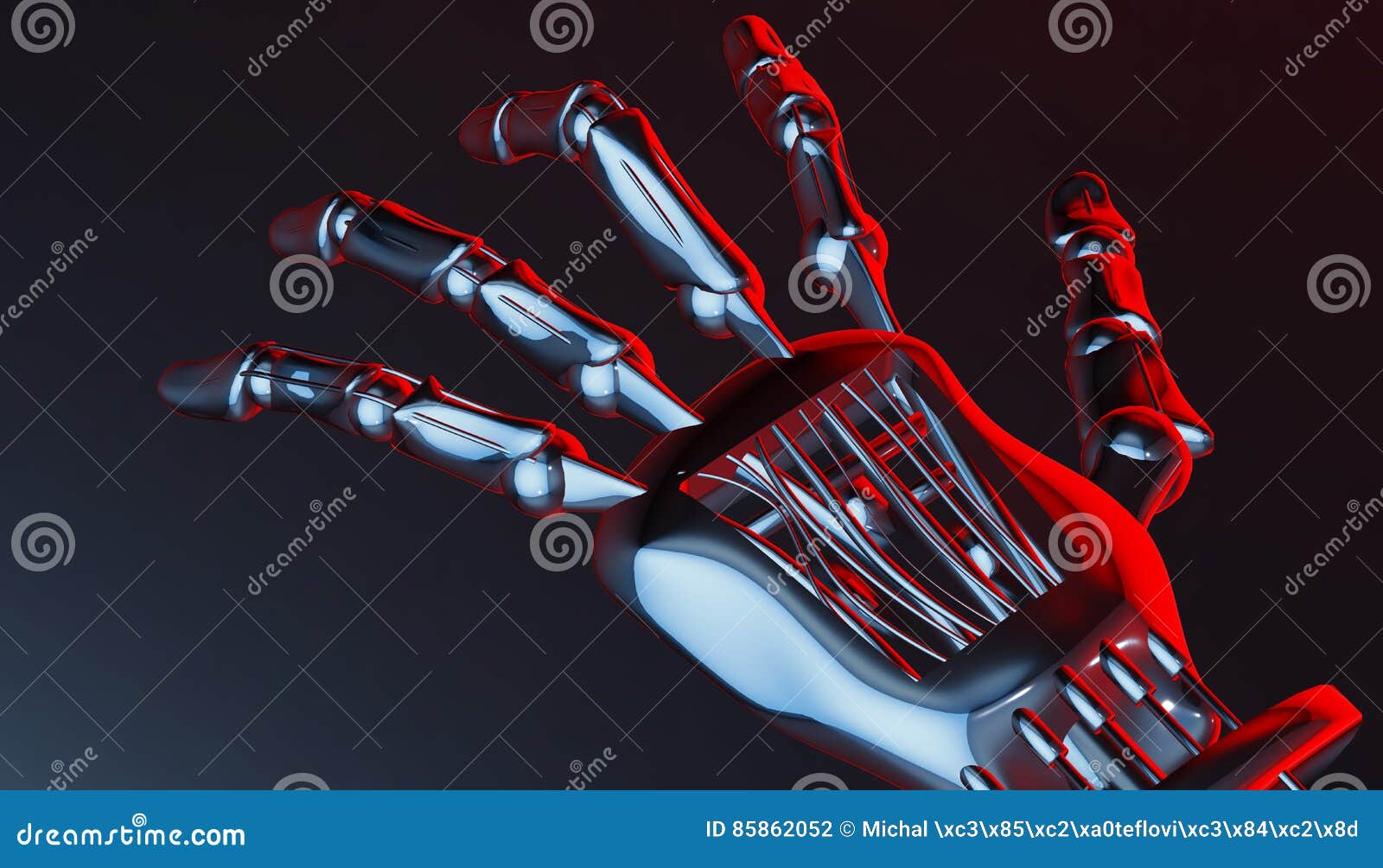 Robotic Mechanical Cybernetic Metal Arm. 3d Rendering Stock ...