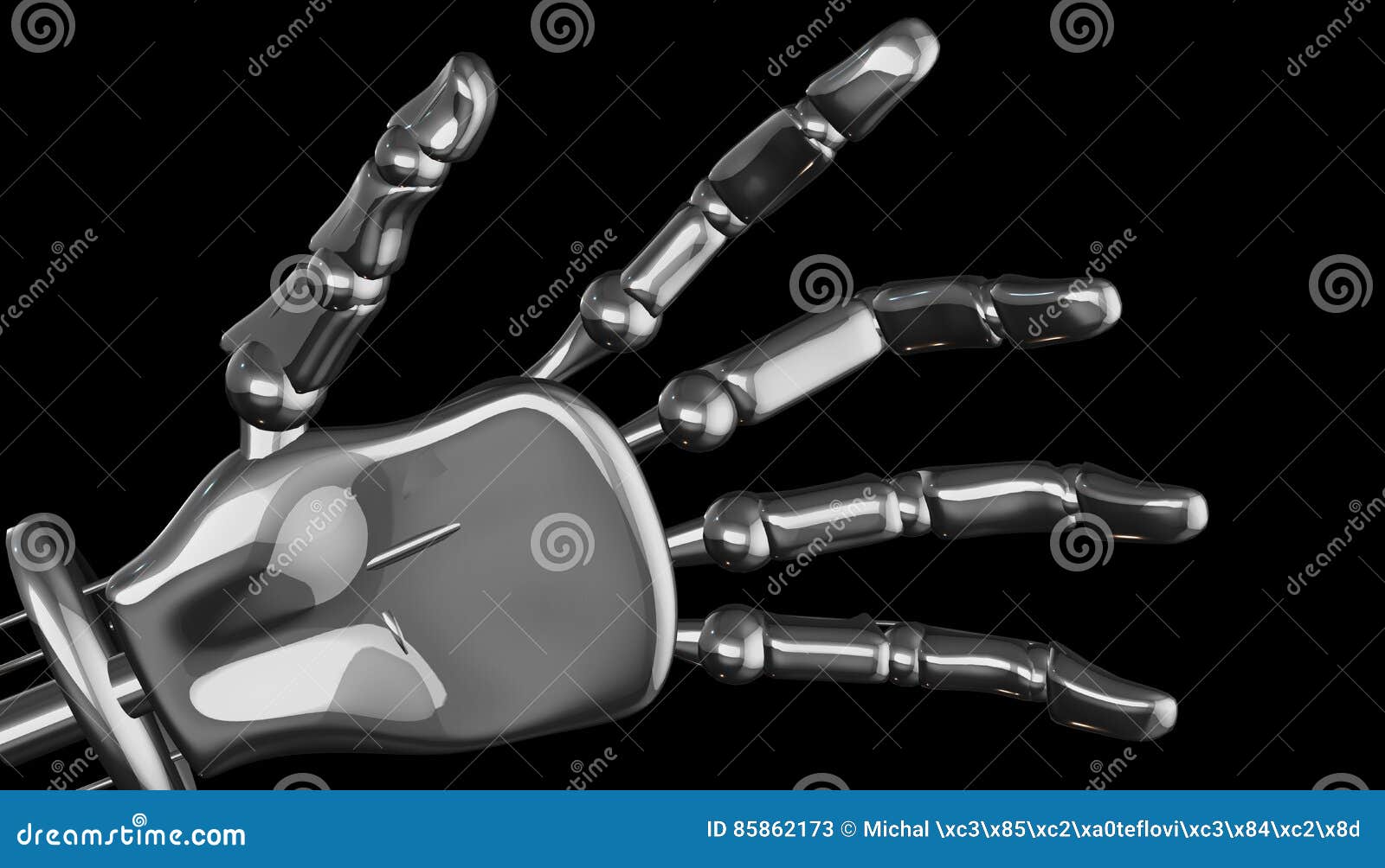 Robotic Mechanical Cybernetic Metal Arm. 3d Rendering Stock ...