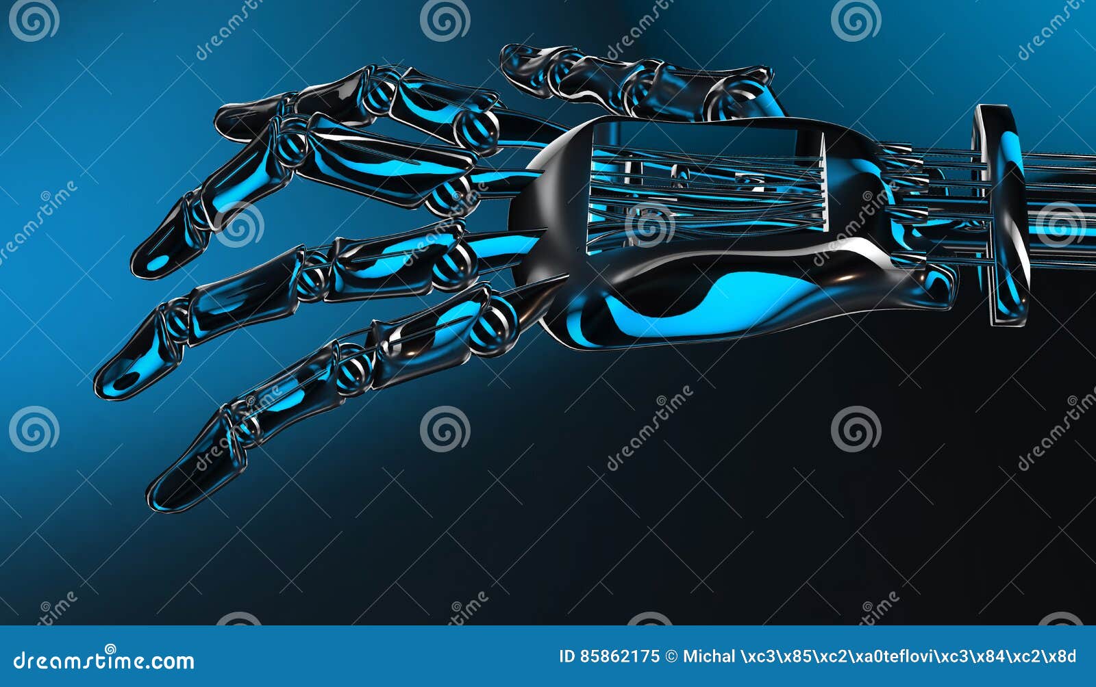 Robotic Mechanical Cybernetic Metal Arm. 3d Rendering Stock ...