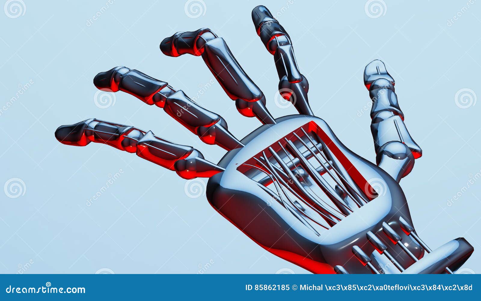 Robotic Mechanical Cybernetic Metal Arm. 3d Rendering Stock ...