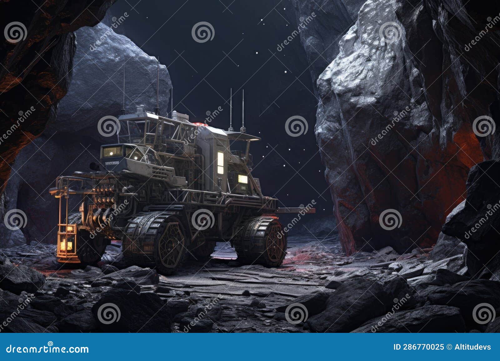 Robotic Mining Equipment on an Asteroid Surface Stock Image - Image of ...