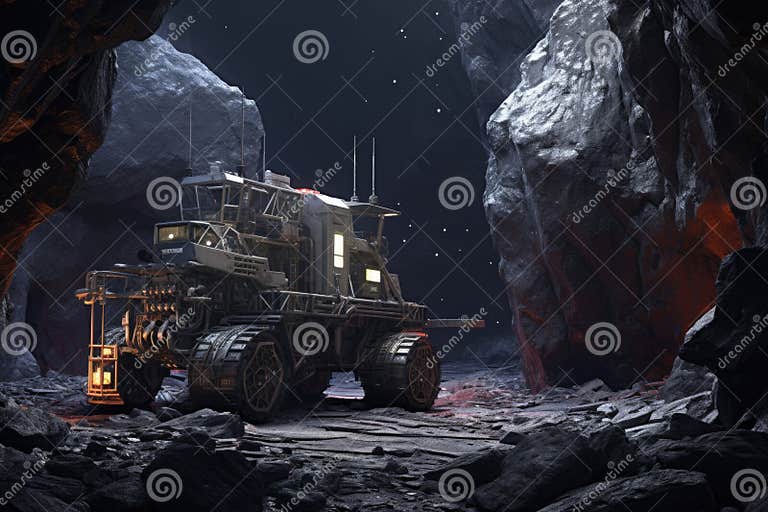 Robotic Mining Equipment on an Asteroid Surface Stock Image - Image of ...