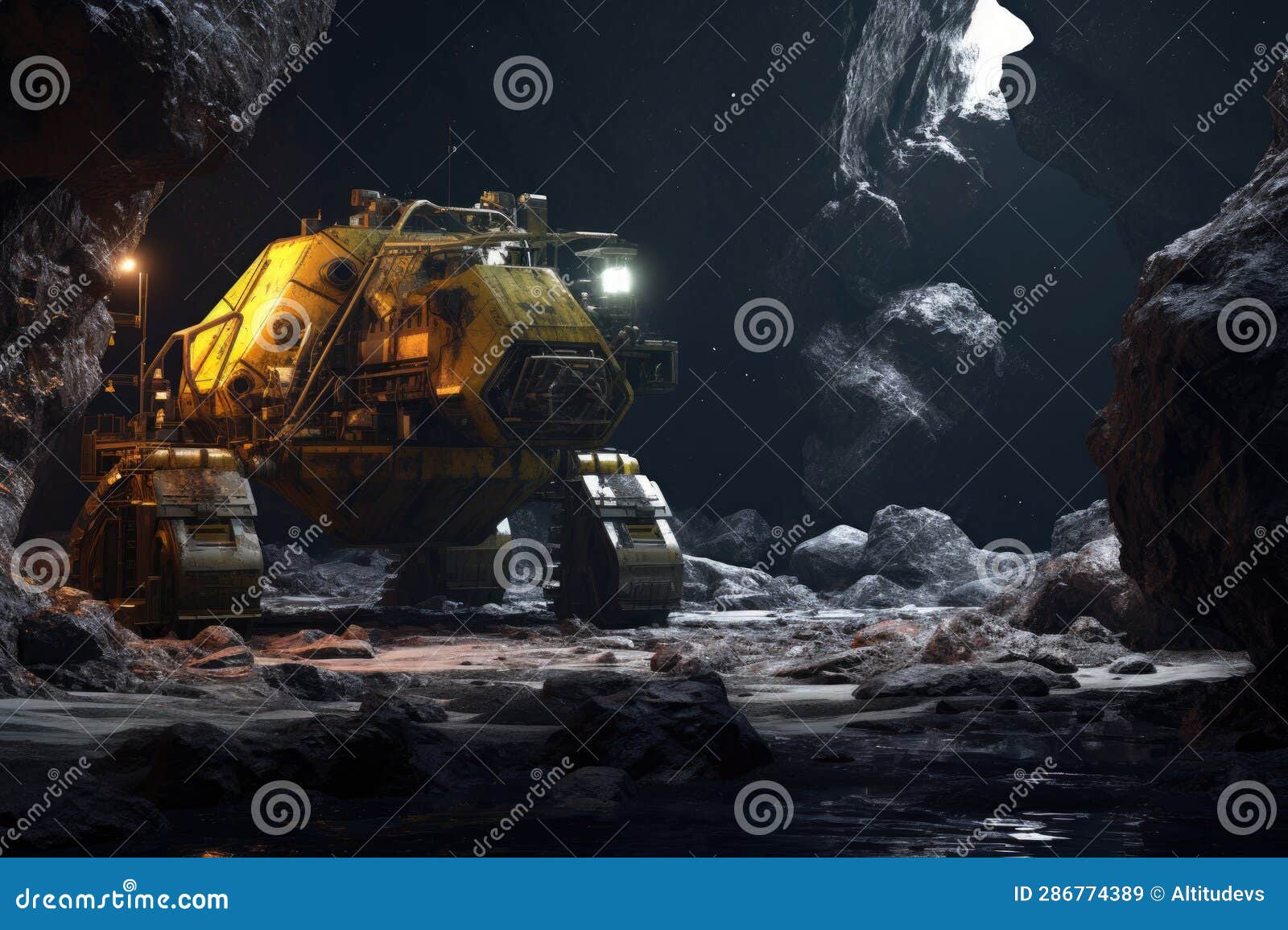 Robotic Mining Equipment on an Asteroid Surface Stock Image - Image of ...