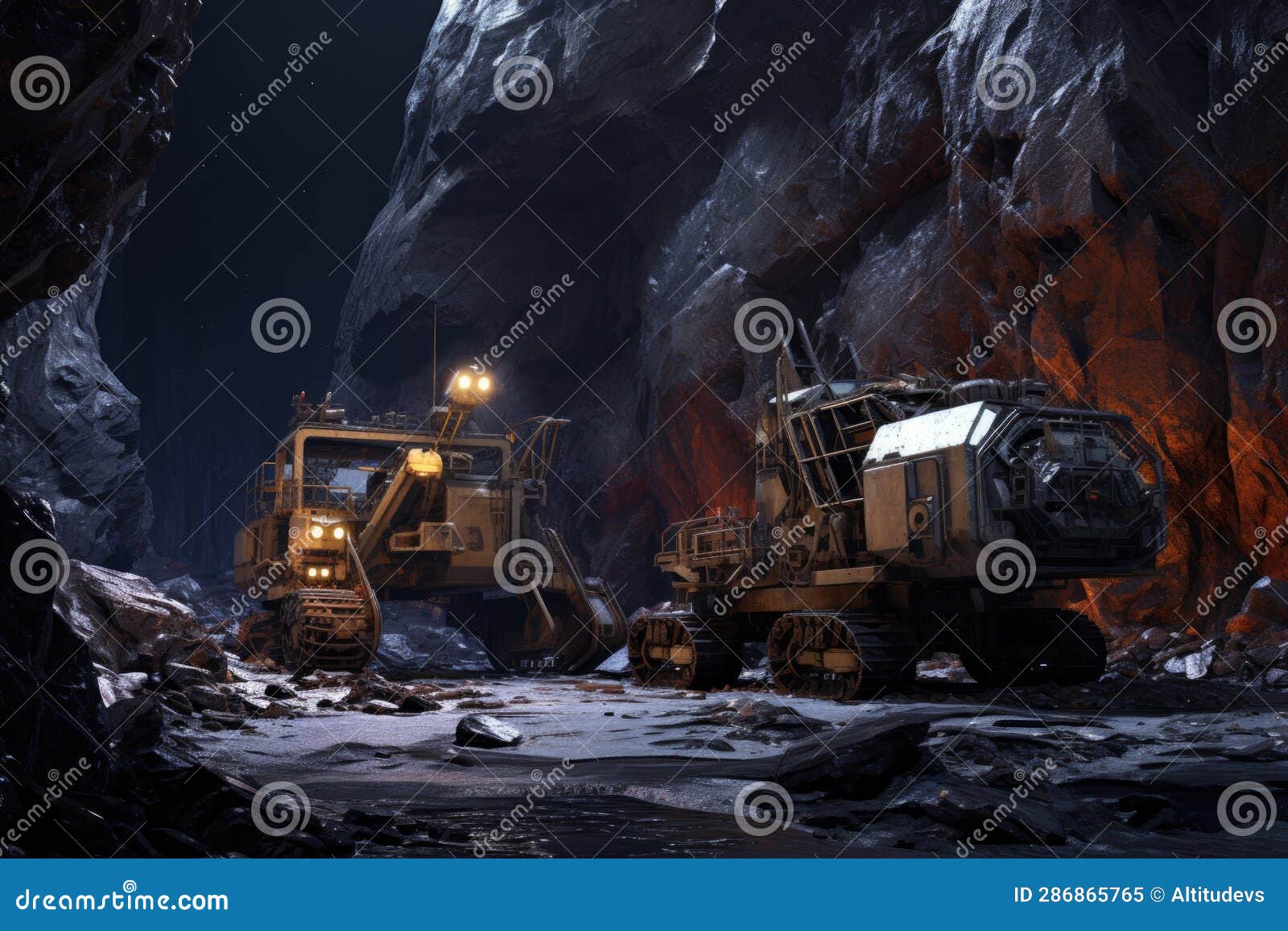 Robotic Mining Equipment on an Asteroid Surface Stock Image - Image of ...