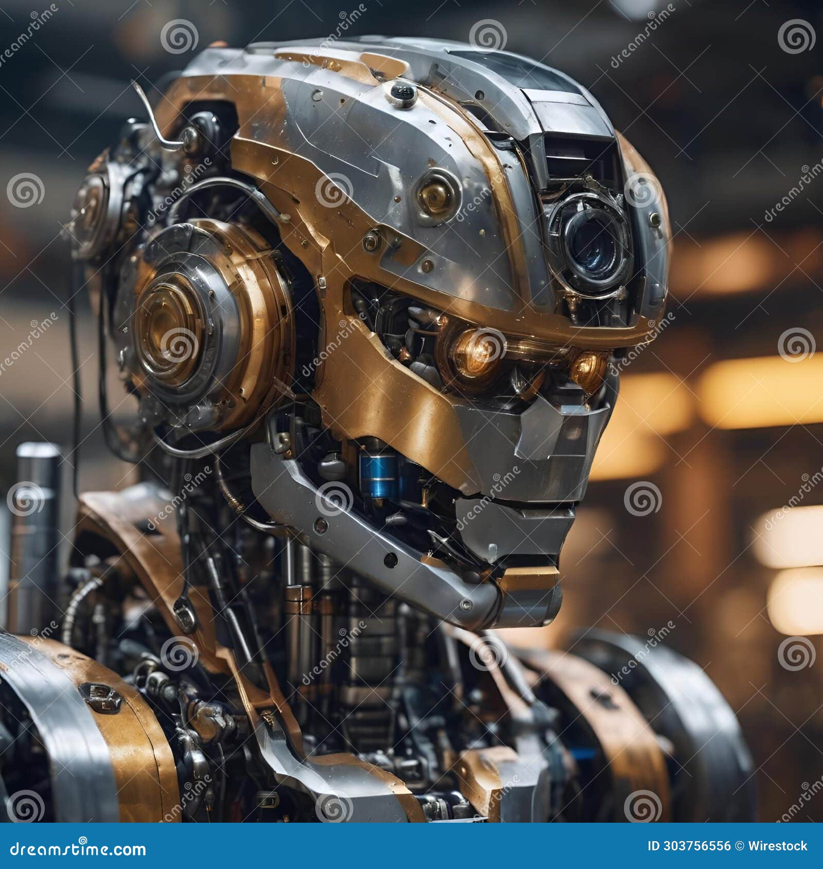 A Robotic Model in Front of a Building and the Words Robot Vision ...