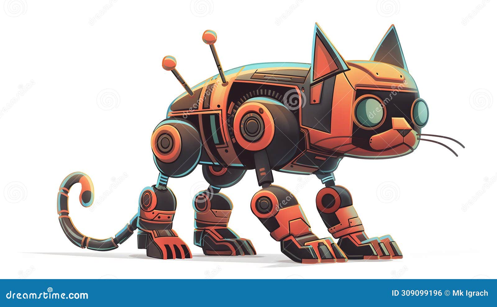 Robotic orange cat stock illustration. Illustration of animal - 309099196