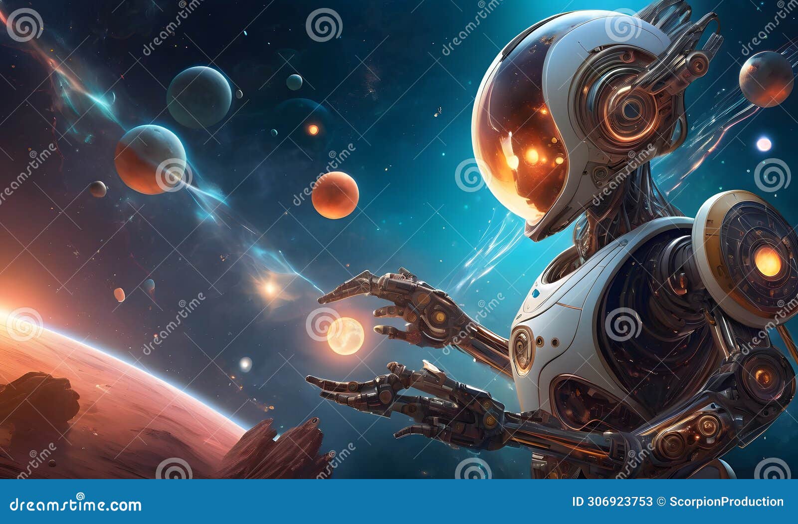 Robotic Overlord Governing the Universe AI Generated Stock Image ...