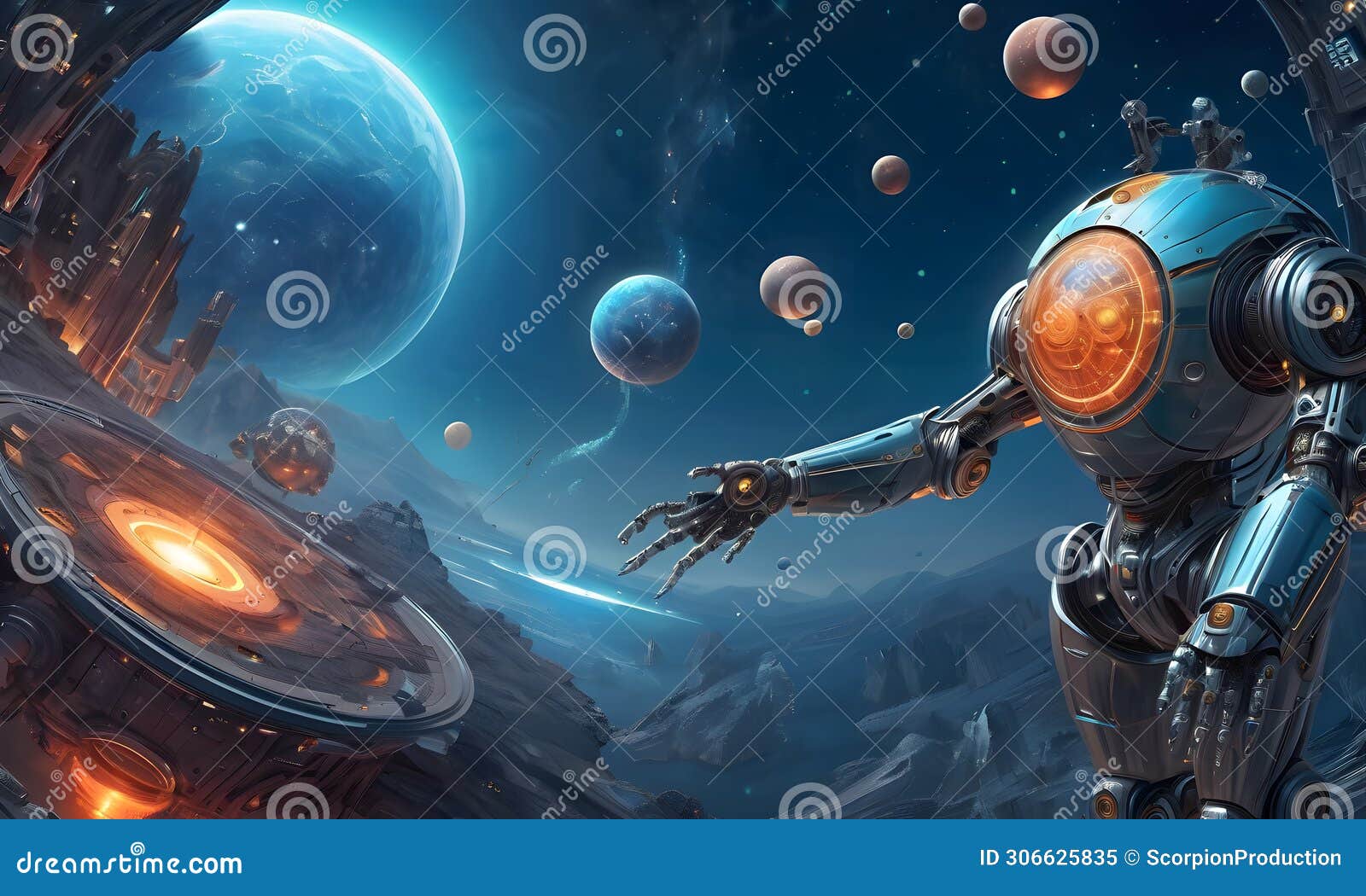 Robotic Overlord Governing the Universe AI Generated Stock Image ...