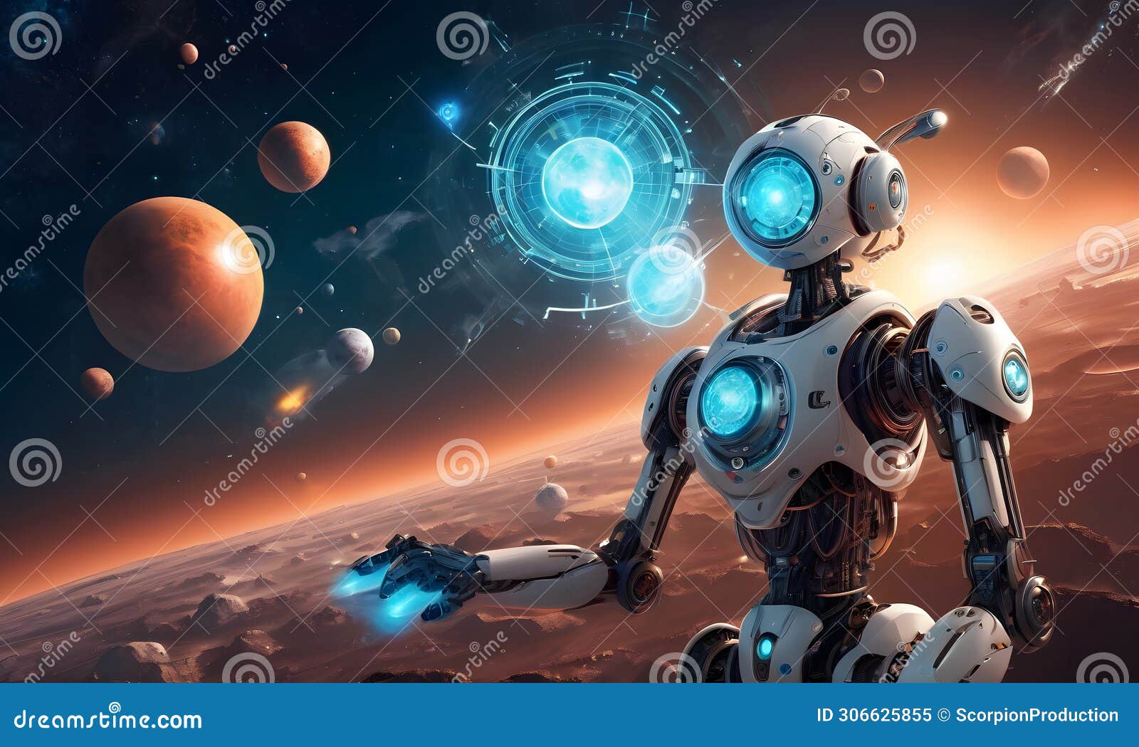 Robotic Overlord Governing the Universe AI Generated Stock Image ...