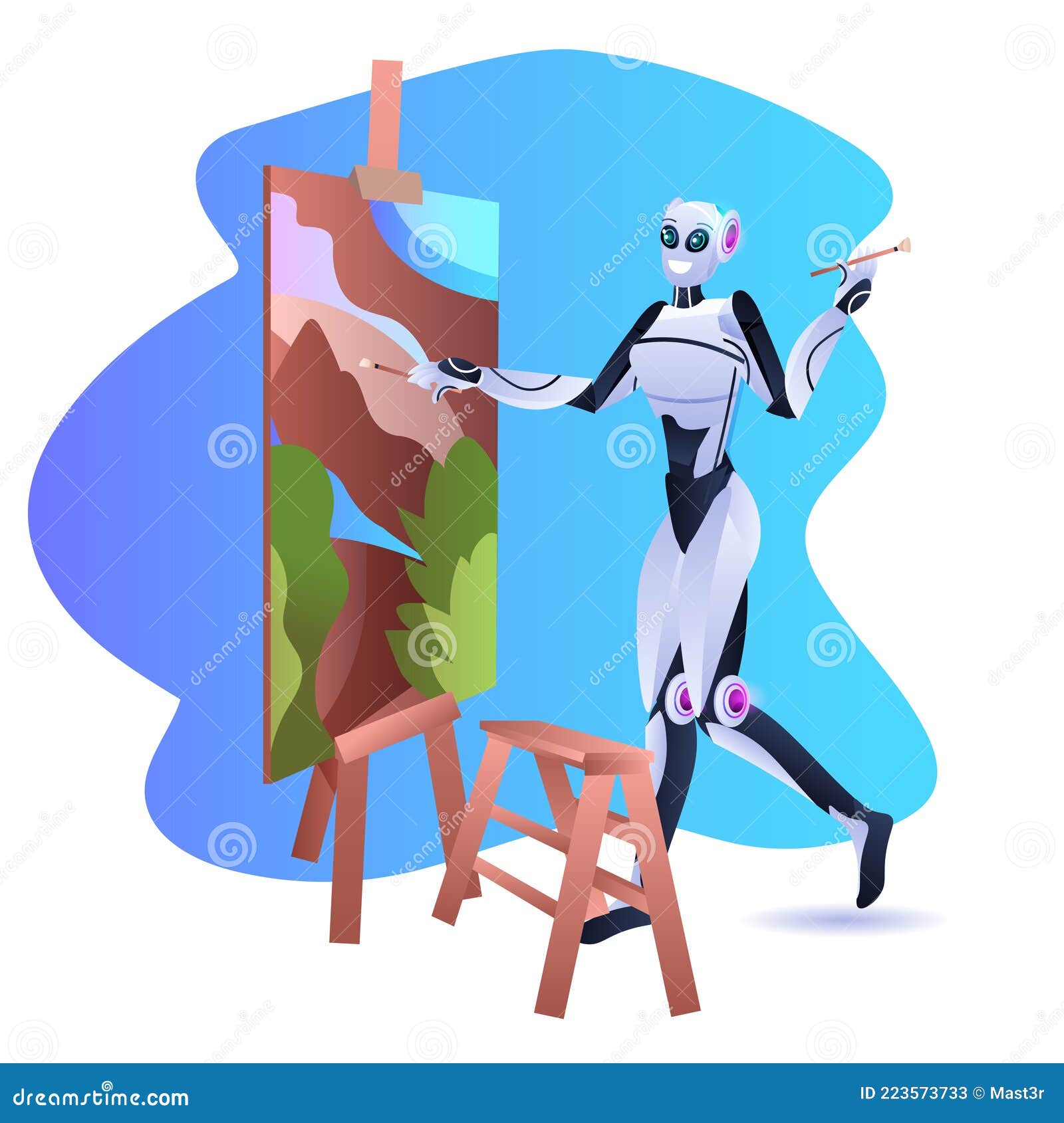 Robotic Painter Using Paintbrush Robot Artist Standing in Front of ...