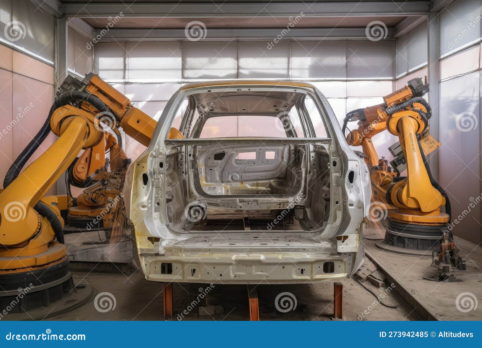 Robotic Painting And Coating System, With Multiple Arm Robots Working ...