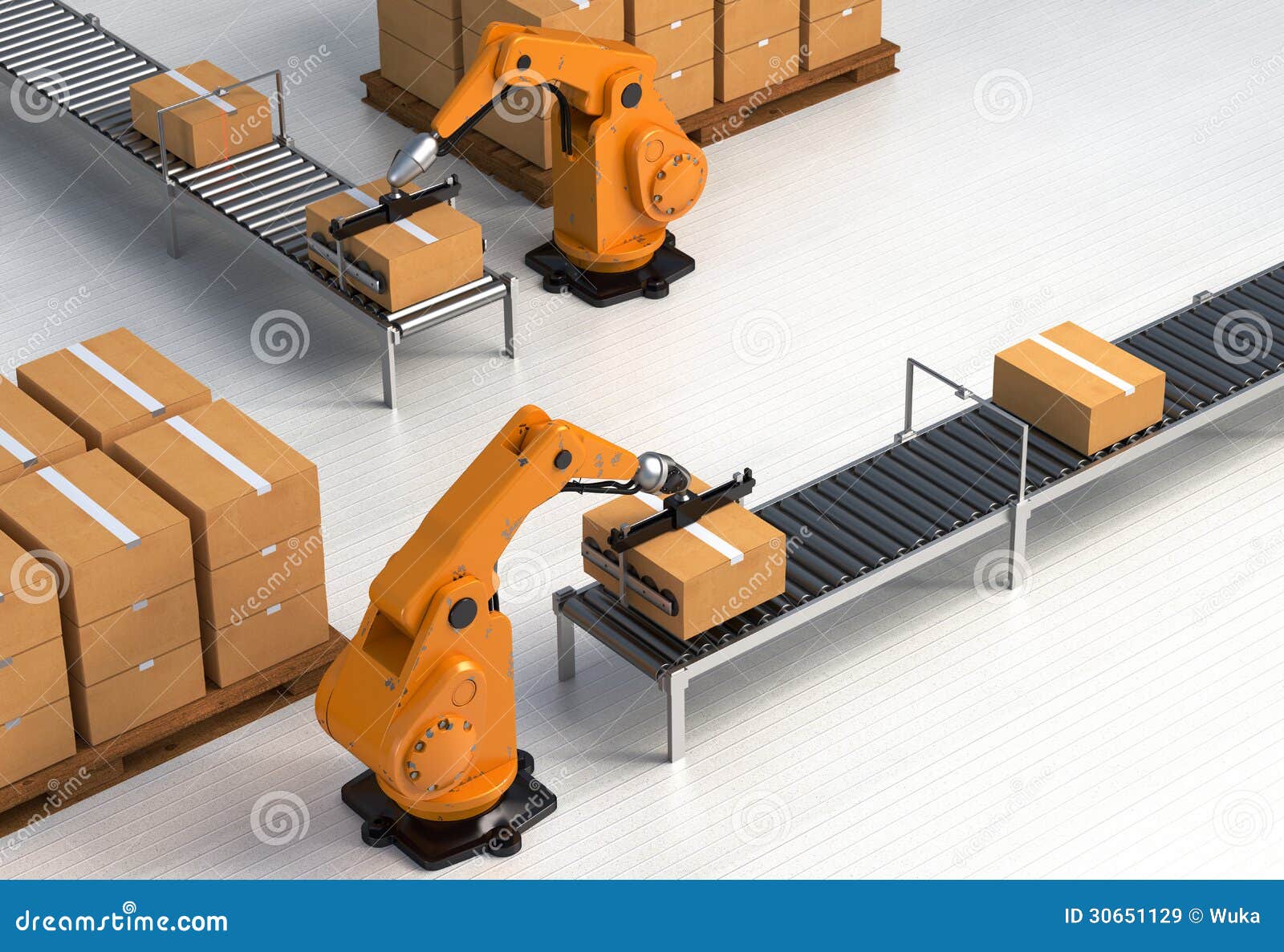 Robotic Palletizing II stock illustration. Illustration of delivering ...