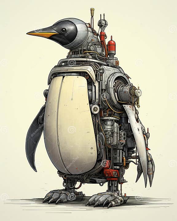 Robotic Penguin Against a White Background, AI-generated. Stock ...