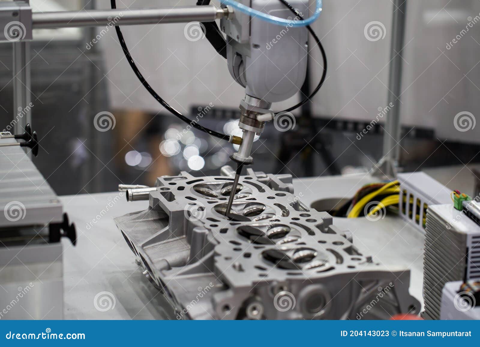 Robotic Perform Assembly Engine Part Stock Image - Image of ...