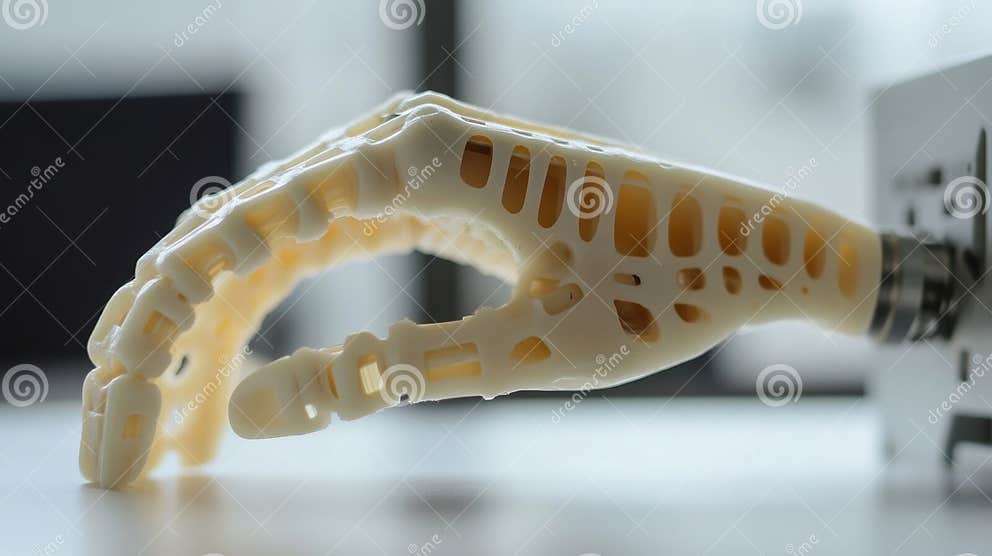 Robotic Plastic Hand Touching Surface in Laboratory Setting Stock ...