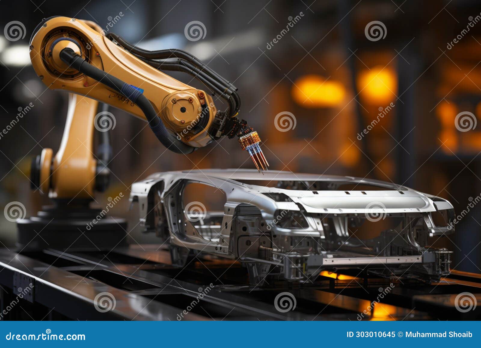 Robotic Precision AI Control Arm in Car Production Service Rendering ...