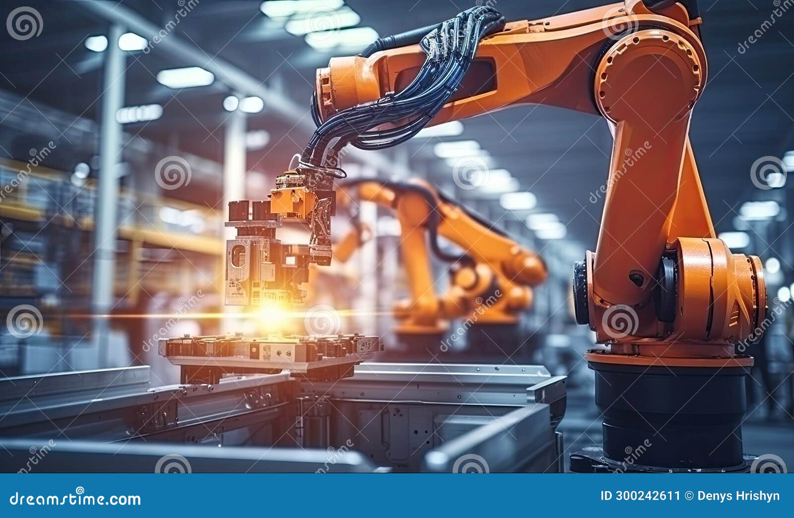 Robotic Precision: a Mechanical Arm in Action Stock Illustration ...