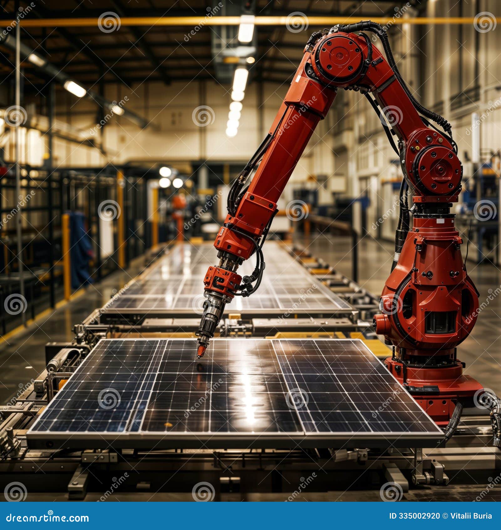 Robotic Precision in Solar Panel Assembly Line, Generative Ai Stock ...