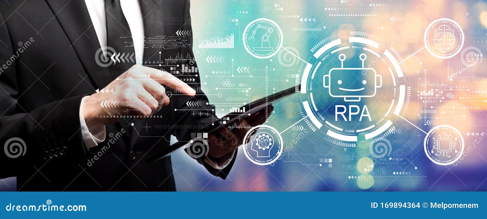 Robotic Process Automation Concept with Businessman Stock Photo - Image ...
