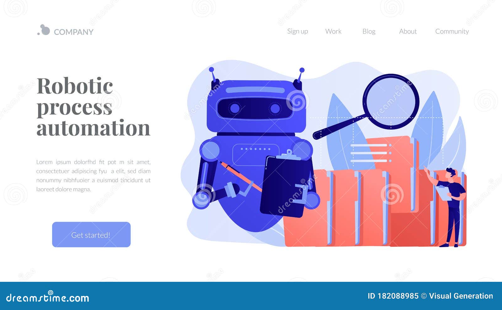 Automation Page Concept. Robotization. Digitalization. Cartoon Vector ...