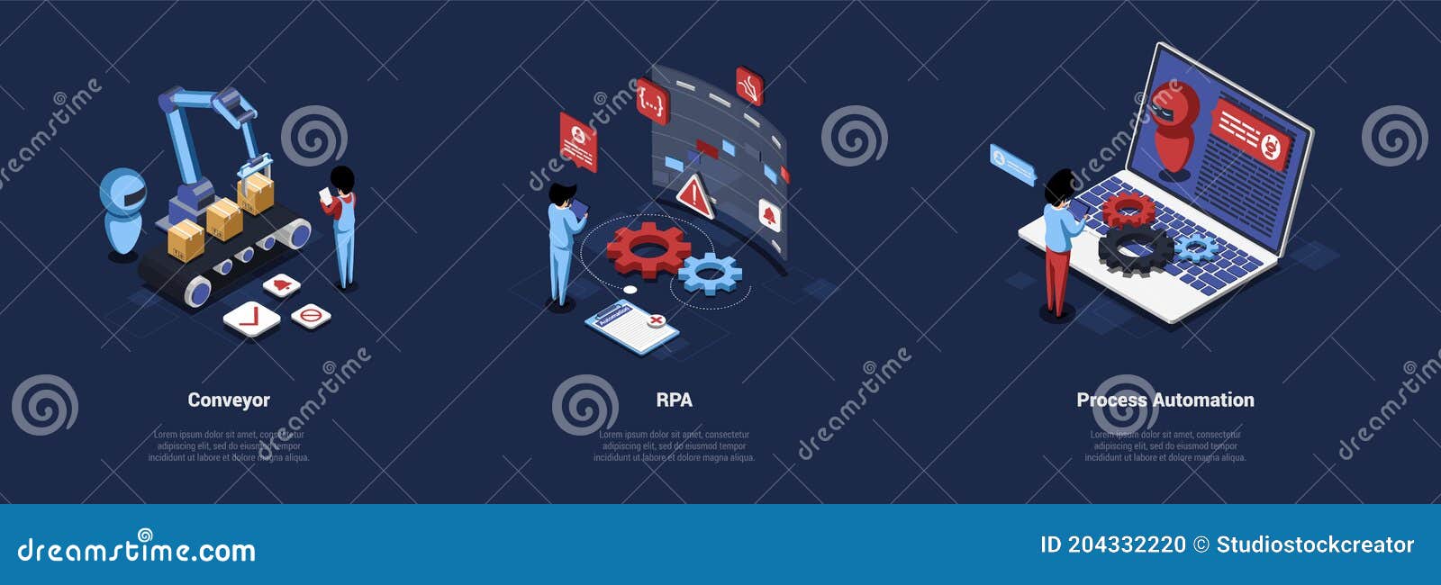 Robotic Process Automation Conceptual Composition Of Three Different ...