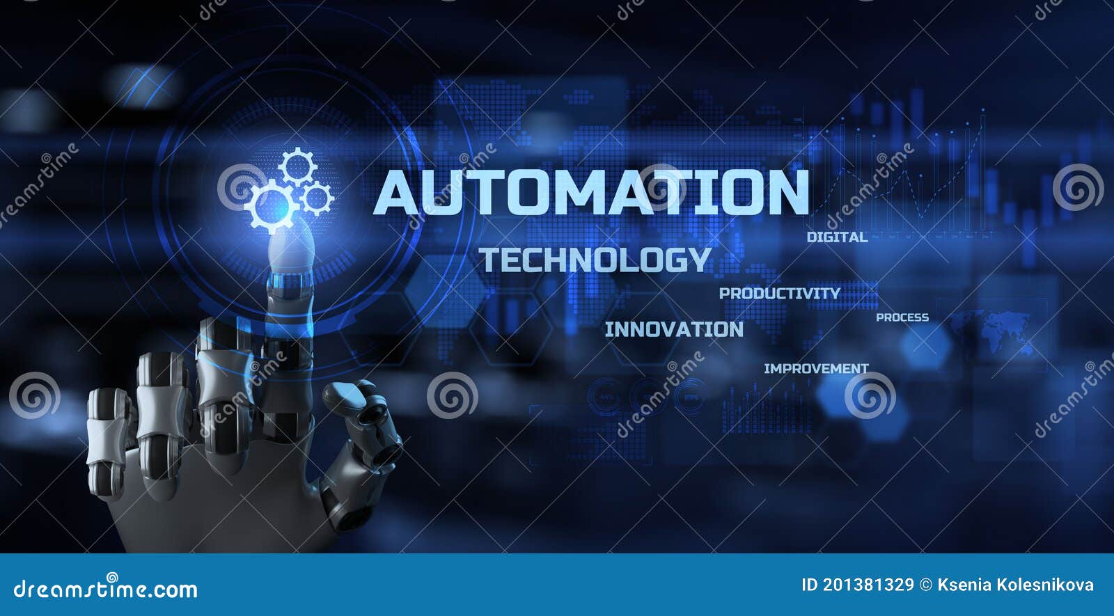 Robotic Process Automation Innovation Technology Concept. Robotic Arm ...