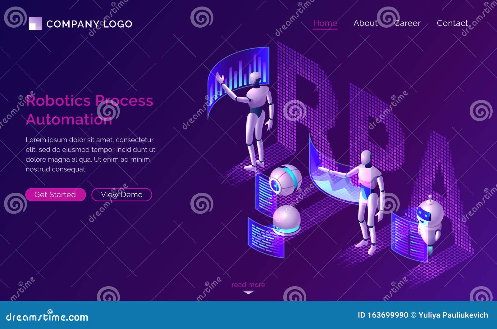 Robotic Process Automation Isometric Concept Stock Vector ...