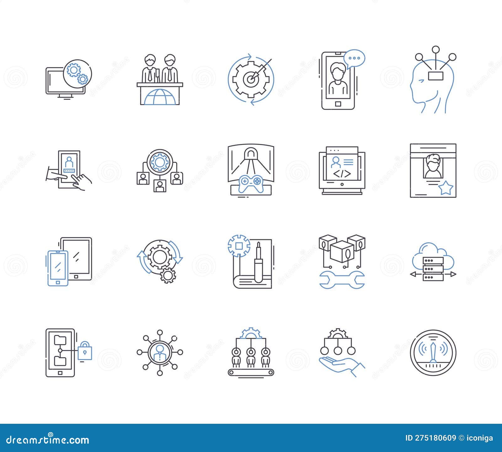 Robotic Process Automation Outline Icons Collection. Robotics, Process ...