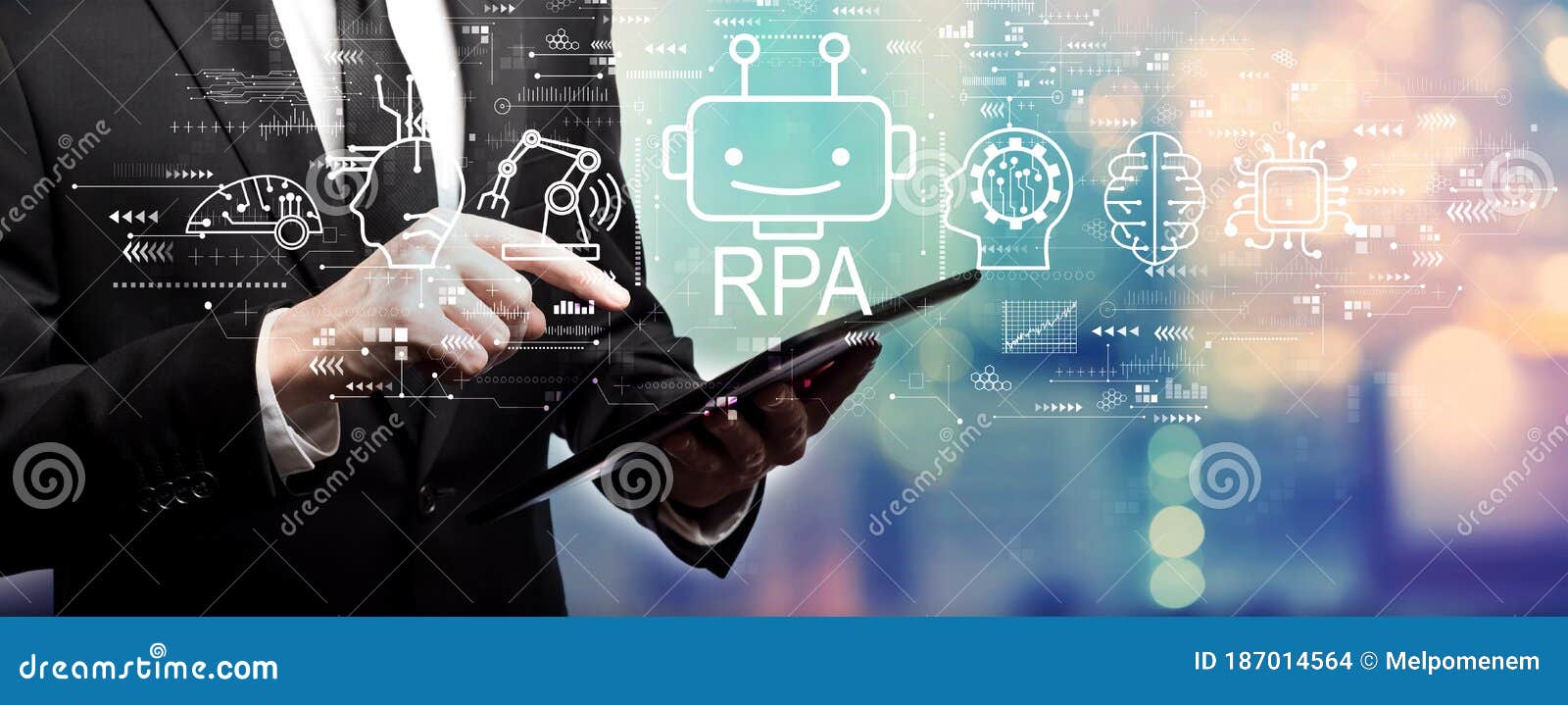 Robotic Process Automation Theme with Businessman Stock Photo - Image ...