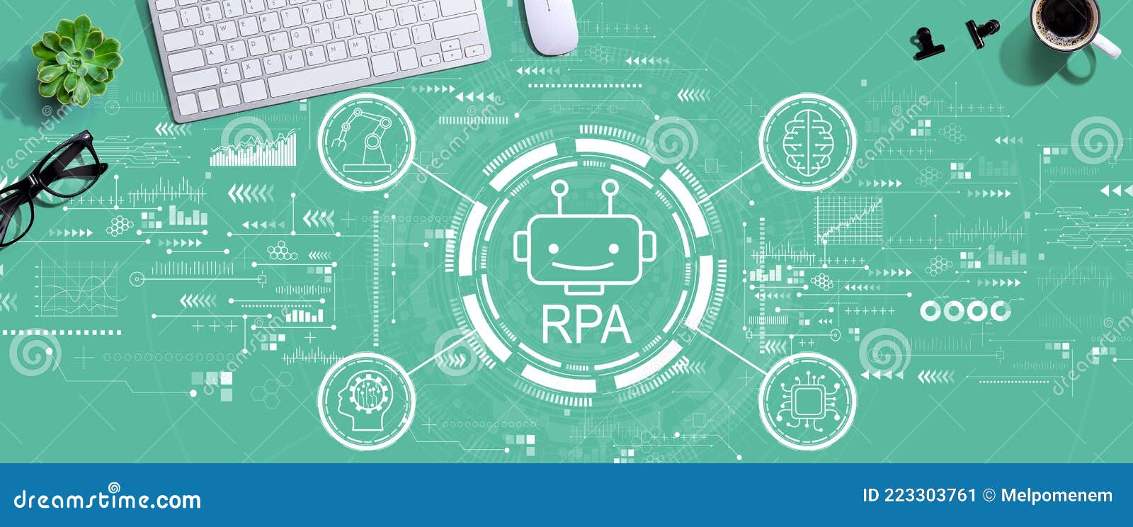 Robotic Process Automation Theme with a Computer Keyboard Stock Image - Image of collaboration ...