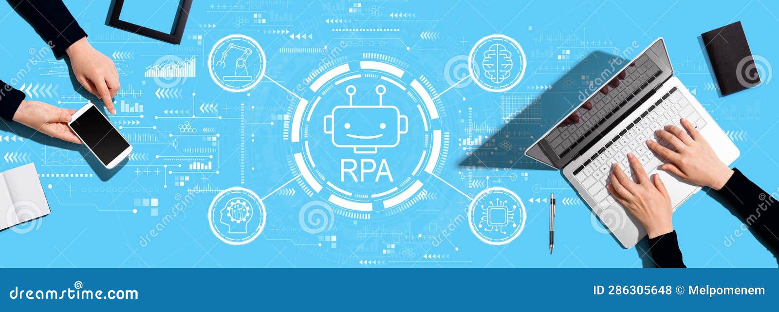 Robotic Process Automation Theme with People Working Together Stock ...