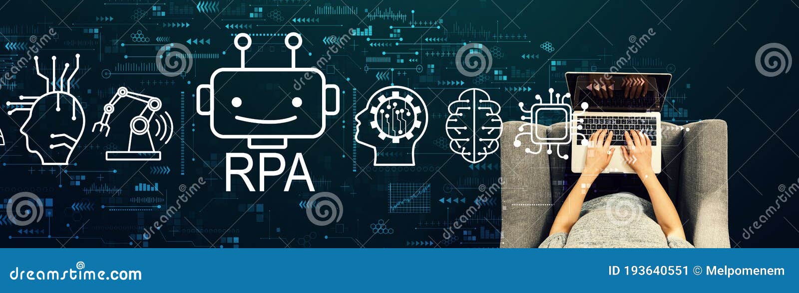 Robotic Process Automation Theme with Person Using a Laptop Stock Image ...