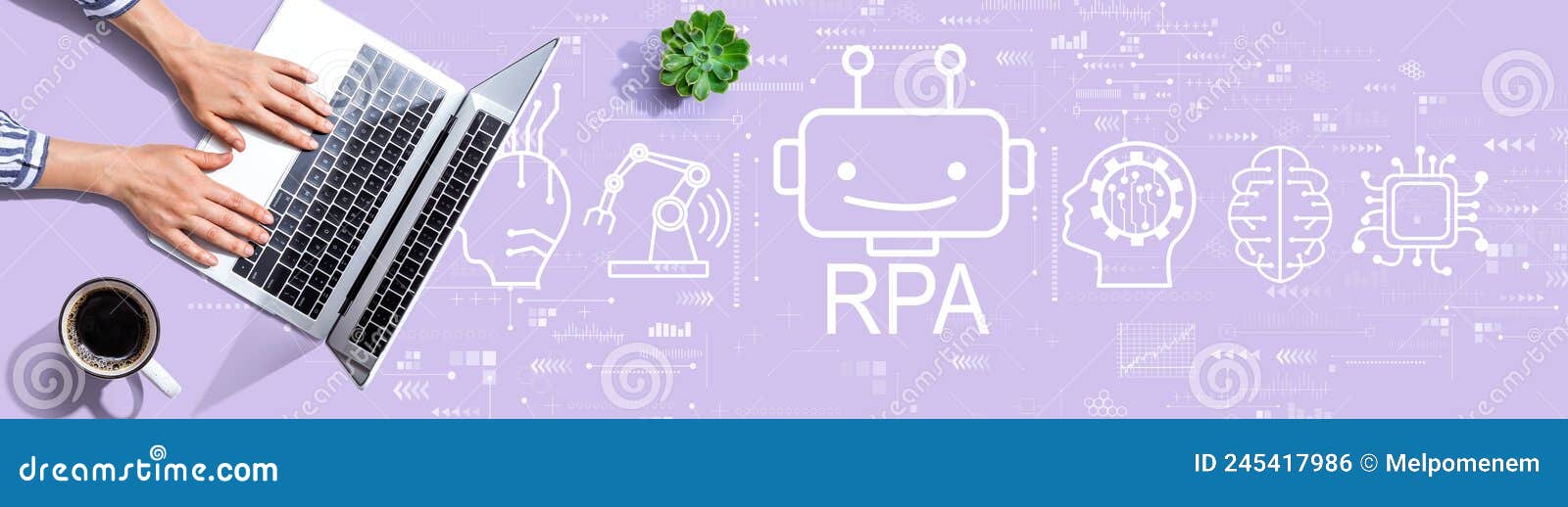 Robotic Process Automation Theme with Person Using a Laptop Editorial ...
