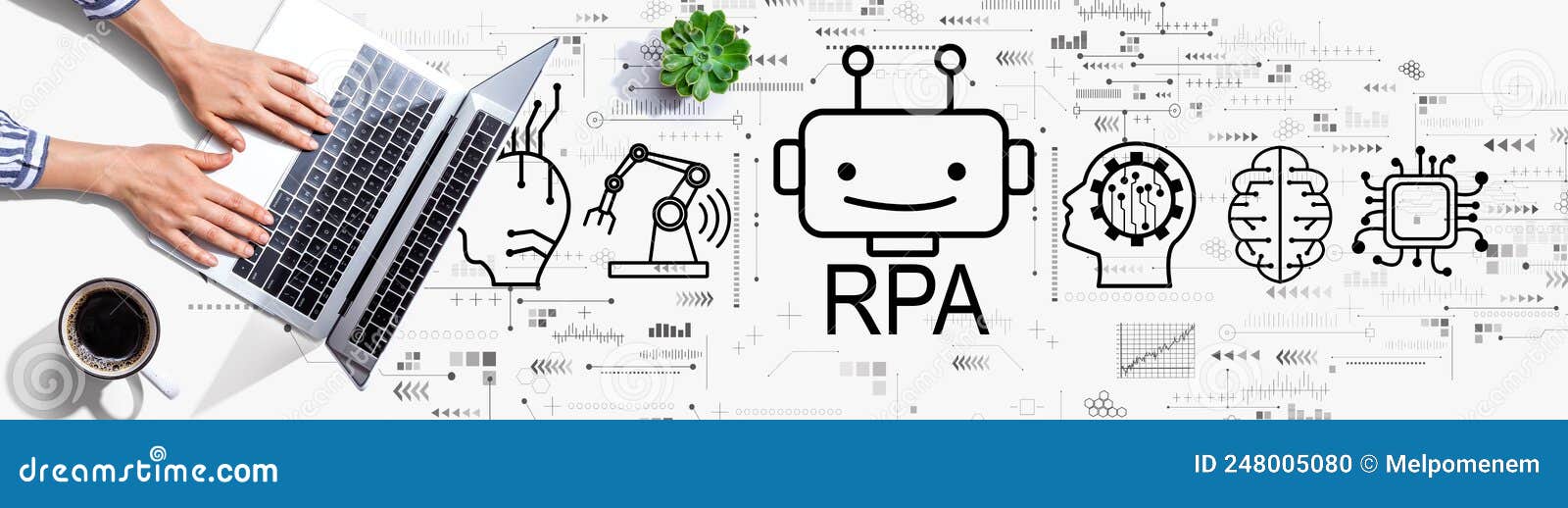 Robotic Process Automation Theme with Person Using a Laptop Editorial ...