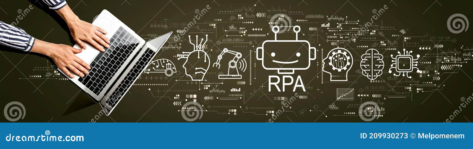 Robotic Process Automation Theme with Person Using Laptop Editorial ...