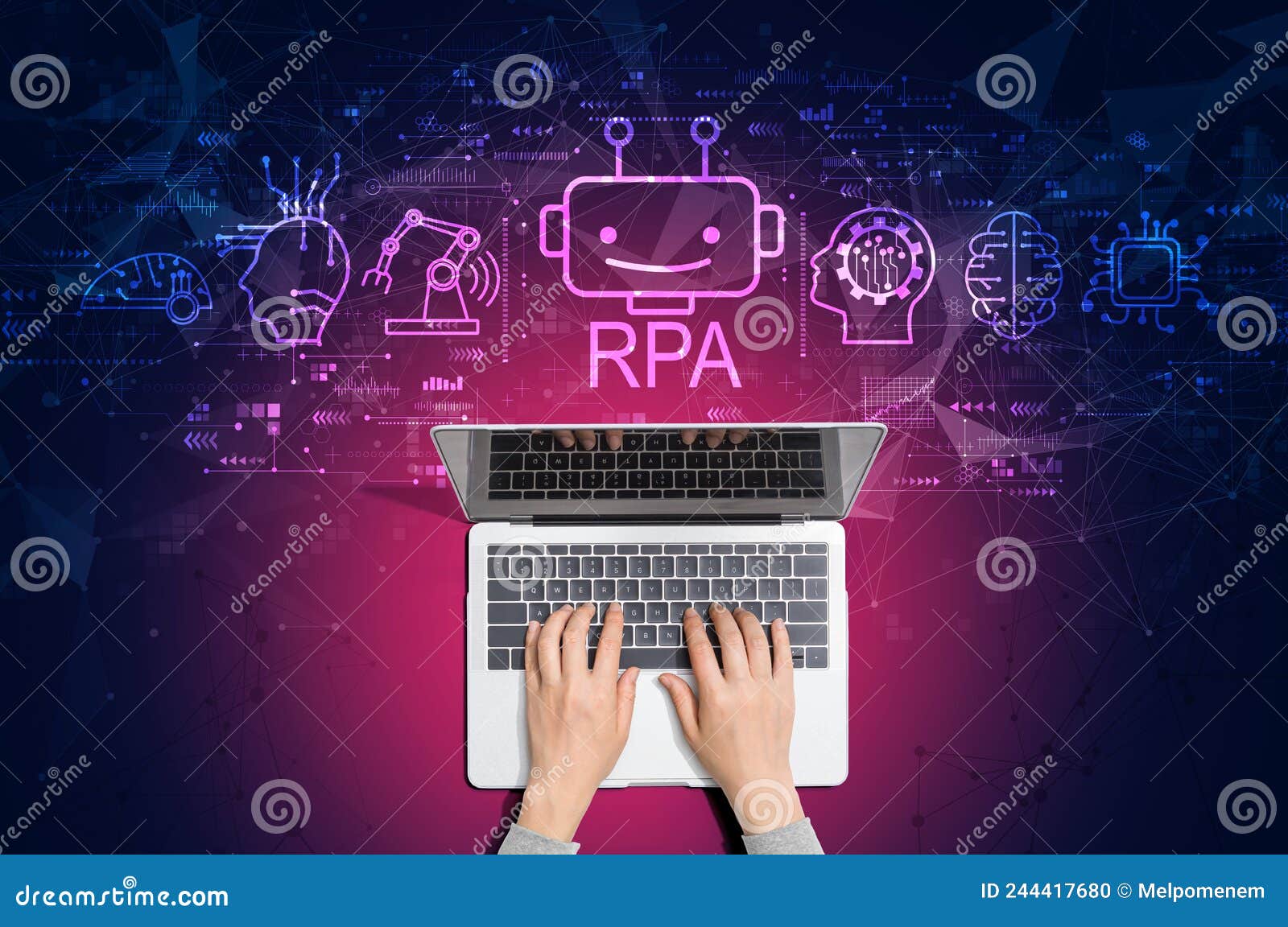 Robotic Process Automation Theme with Person Using Laptop Stock Photo ...