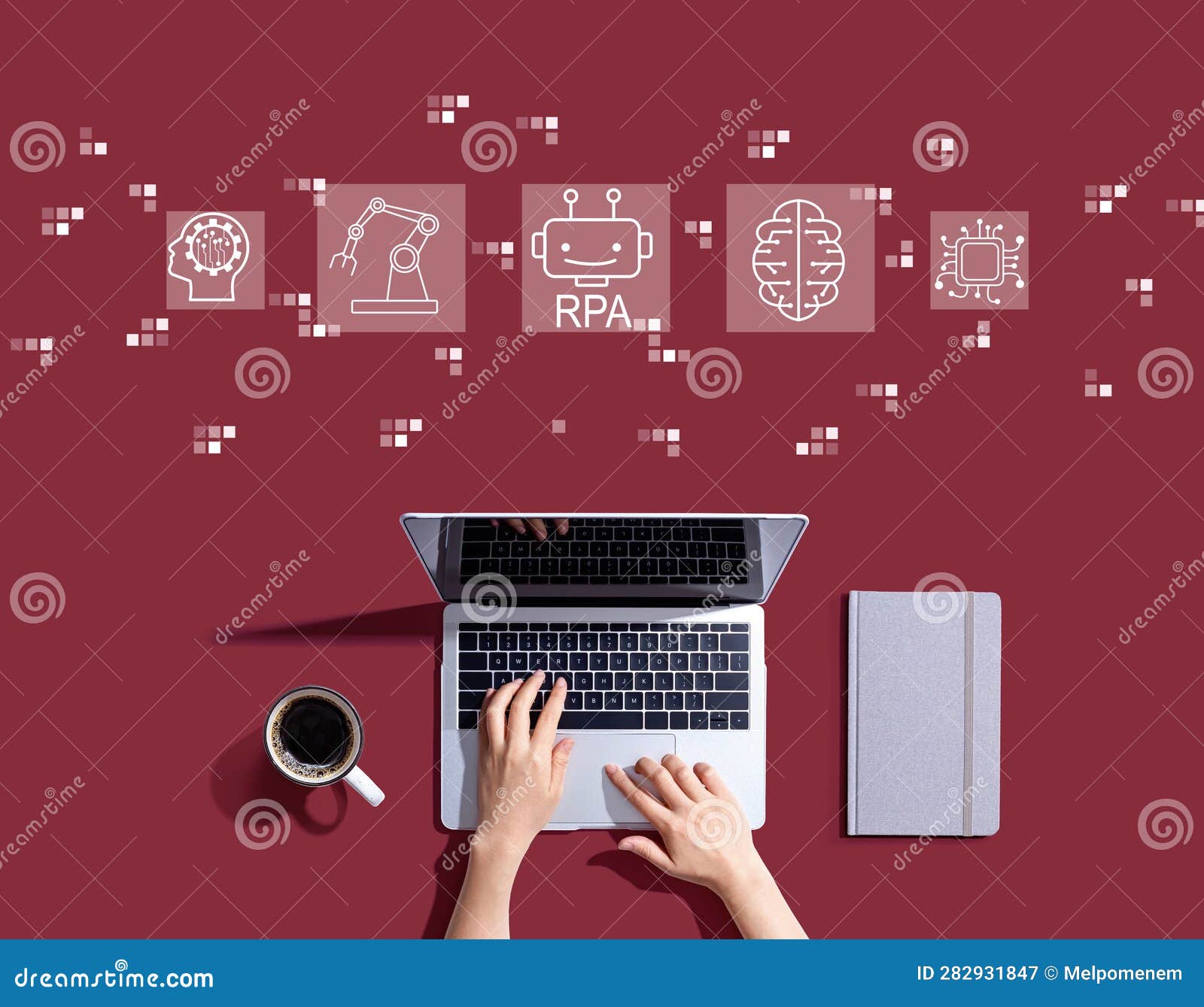 Robotic Process Automation Theme with Person Using a Laptop Stock Image ...