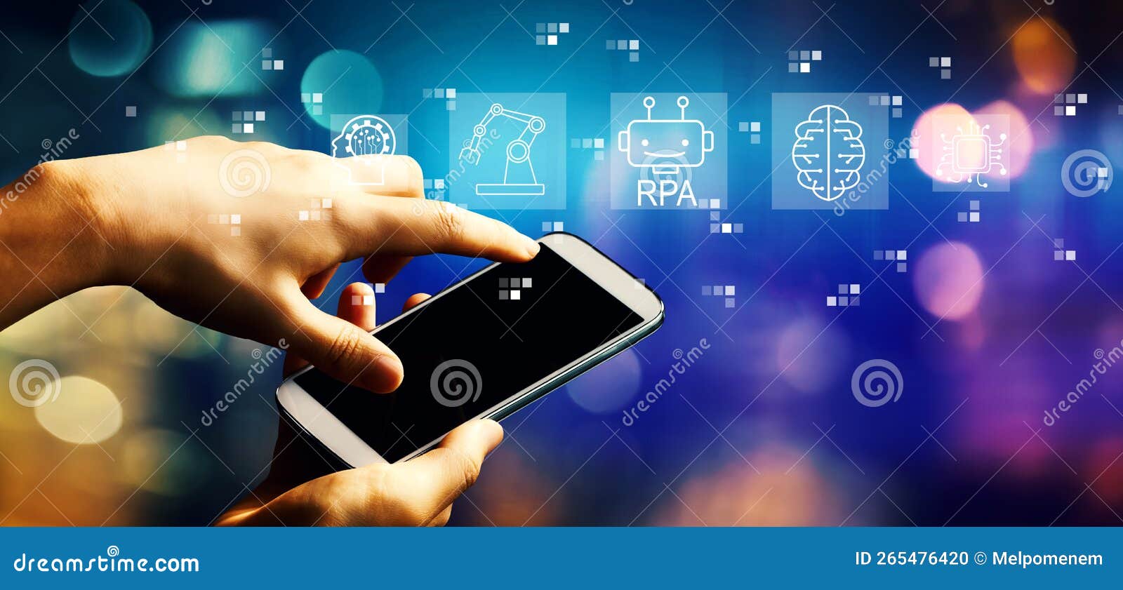 Robotic Process Automation Theme with Person Using Smartphone Stock ...