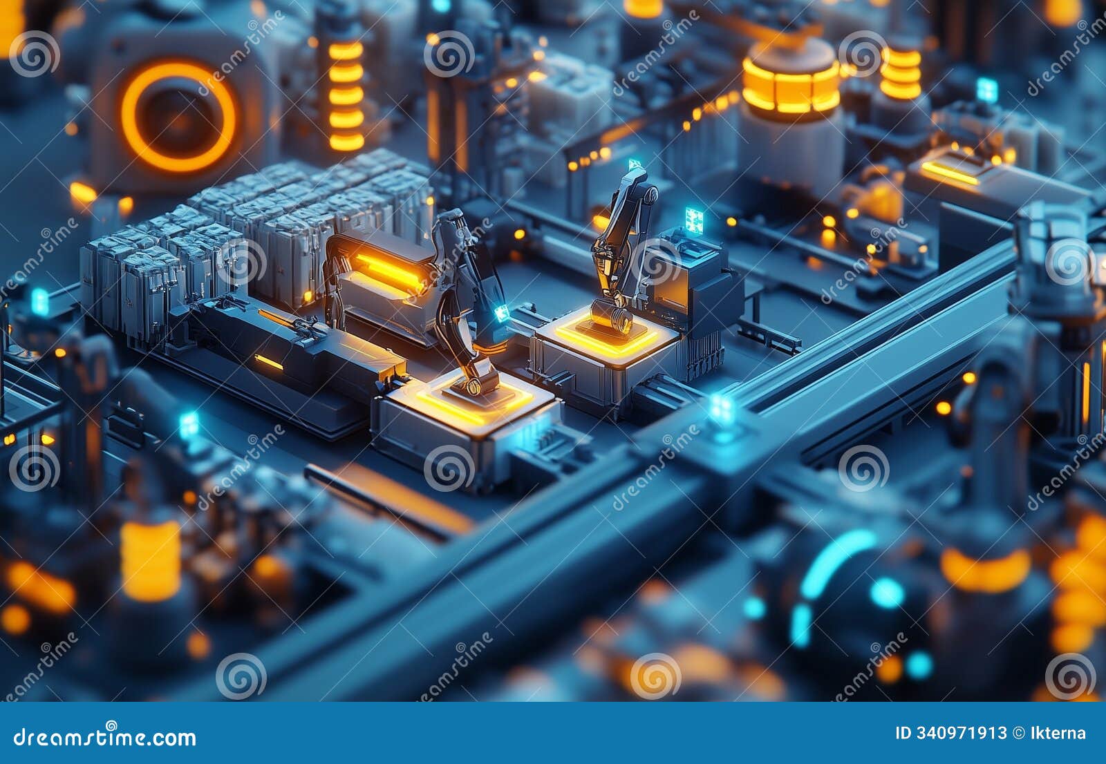 Robotic Process in Futuristic Factory Layout Stock Image - Image of ...