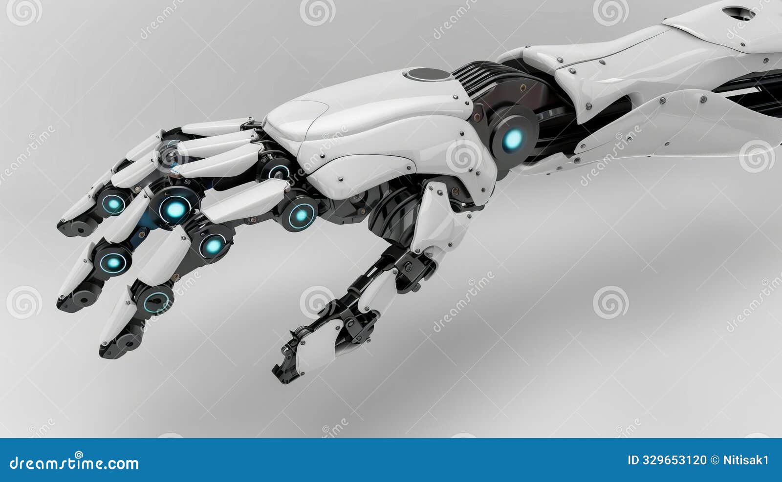 44 Robotic Prosthetic Android Arm Hand 3D Render Detailed Mechanical ...